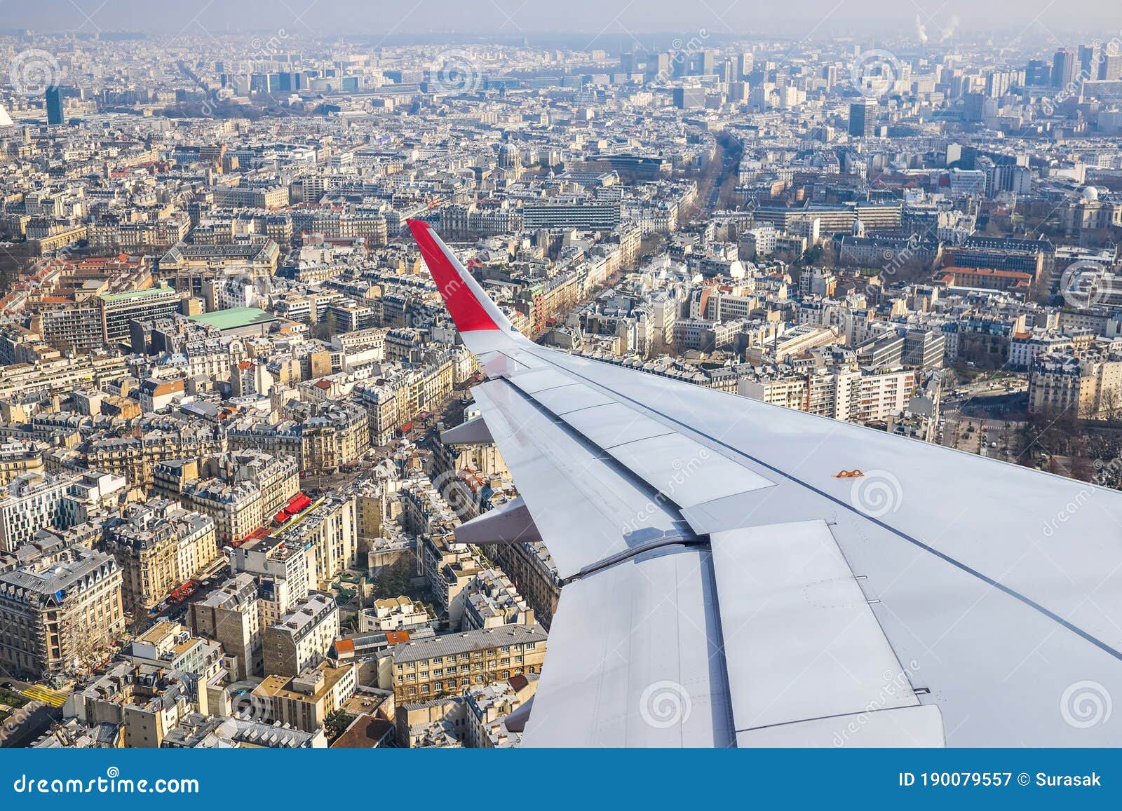 Paris Cityscape View from Airplane Window Stock Image - Image of ...