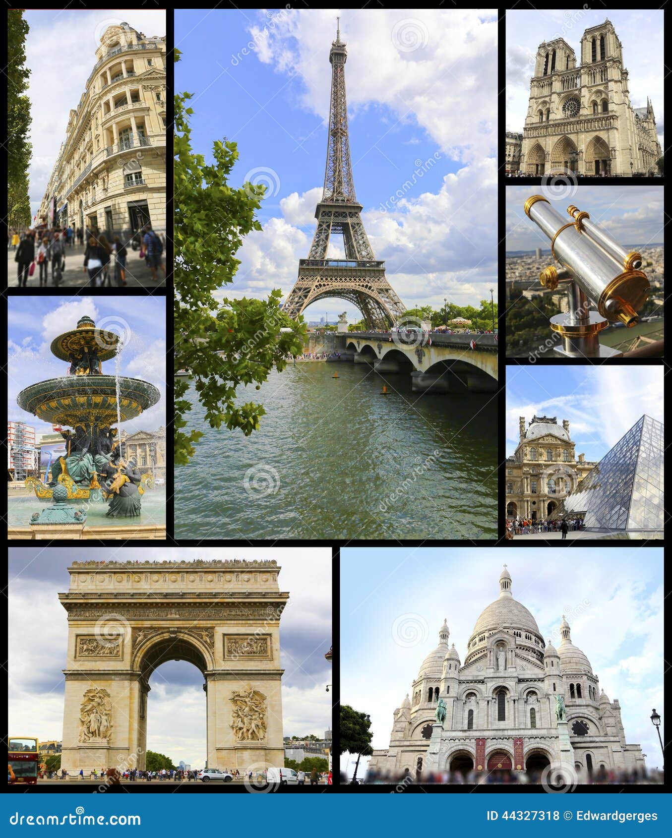 Paris-Collage stockfoto. Bild von himmel, wadenetz, collage - 44327318