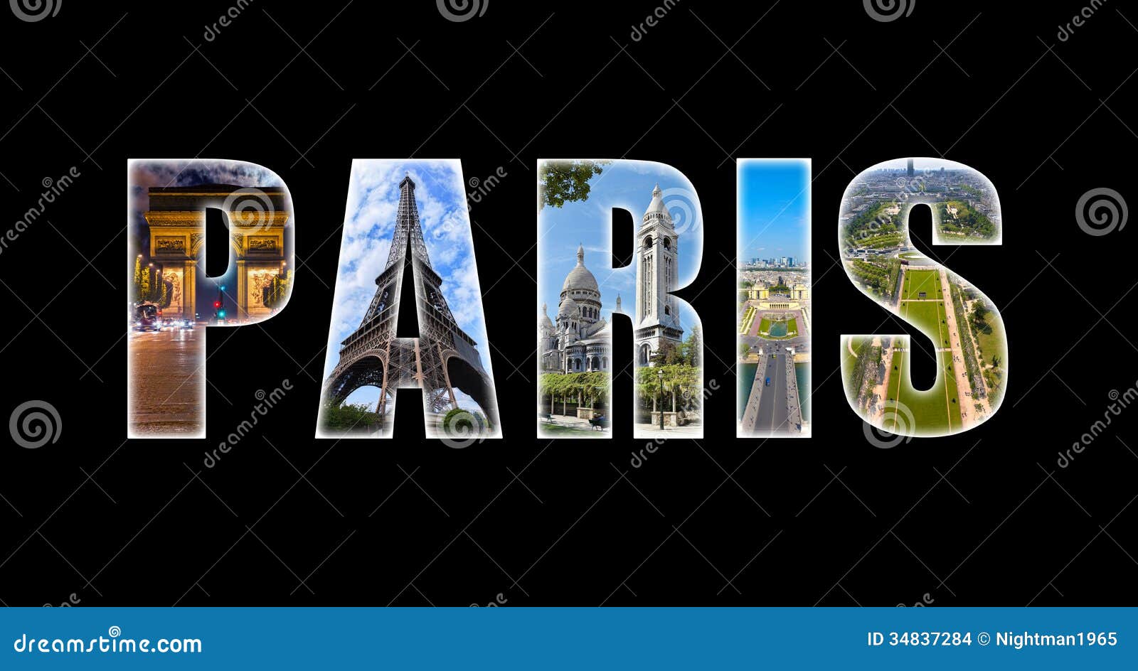 Paris Letters With Monuments Isolated On White Royalty-Free Stock ...