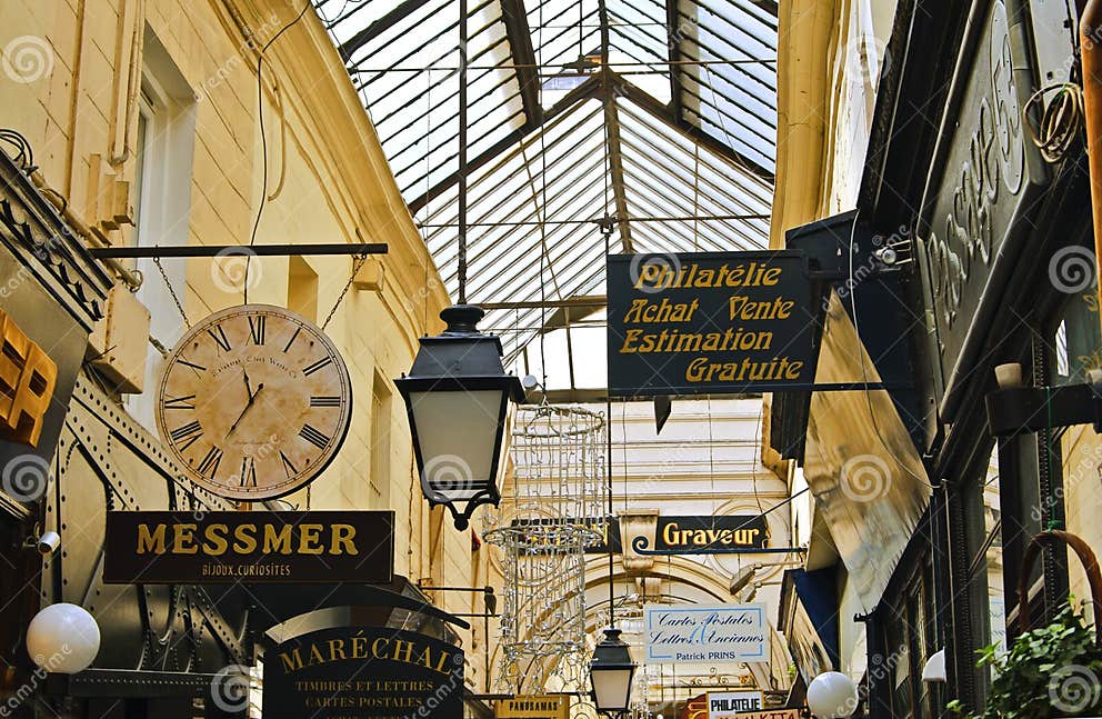 Paris, Covered Passageway editorial photography. Image of boutiques ...