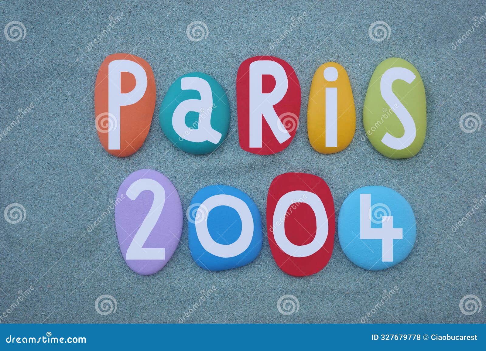 Paris 2004, Creative Logo Composed with Multi Colored Stone Letters ...