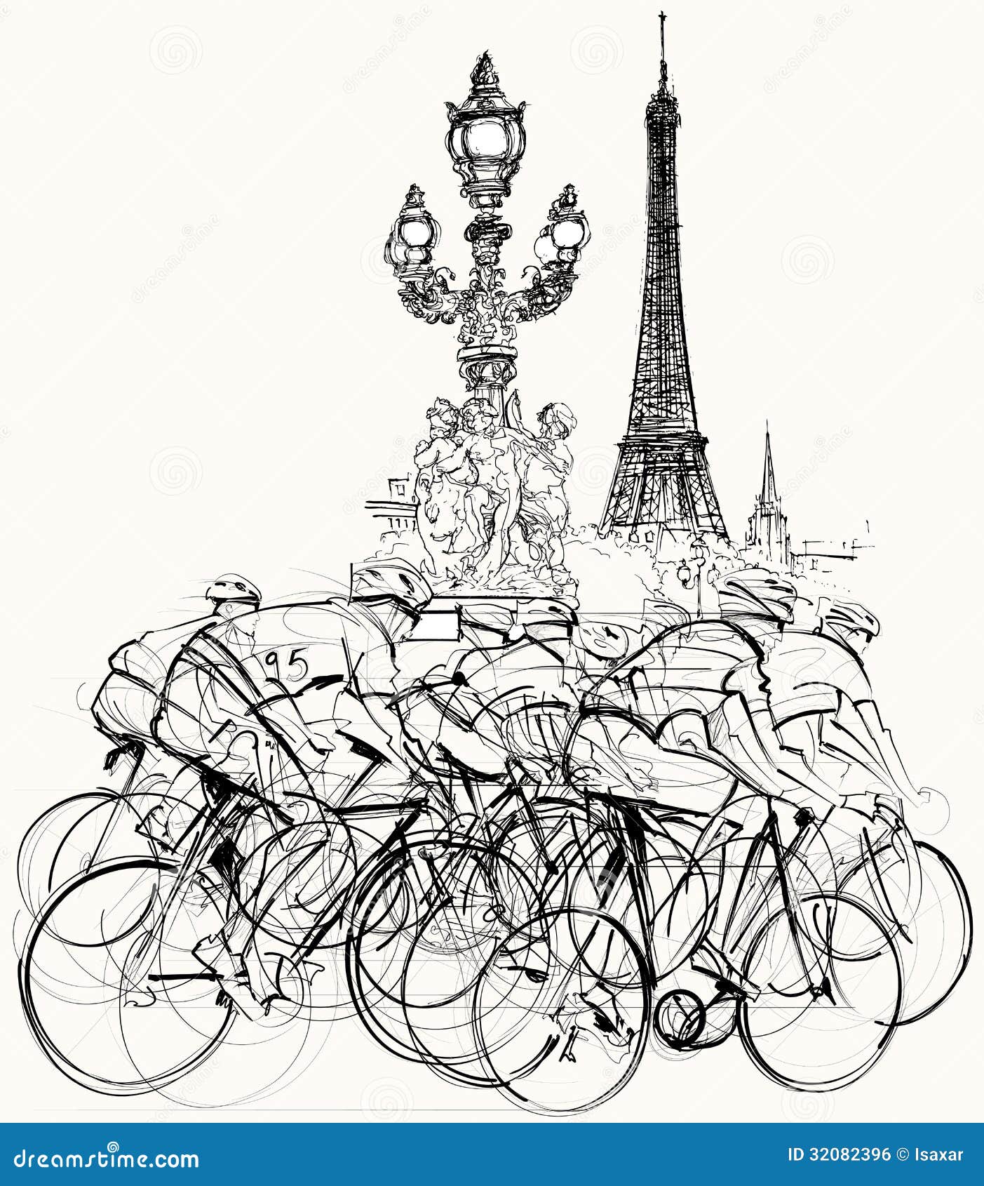 Paris - Cyclists in Competition Stock Vector - Illustration of action ...