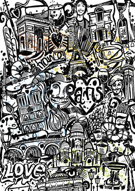 Paris Doodle stock illustration. Illustration of bridge - 42745582