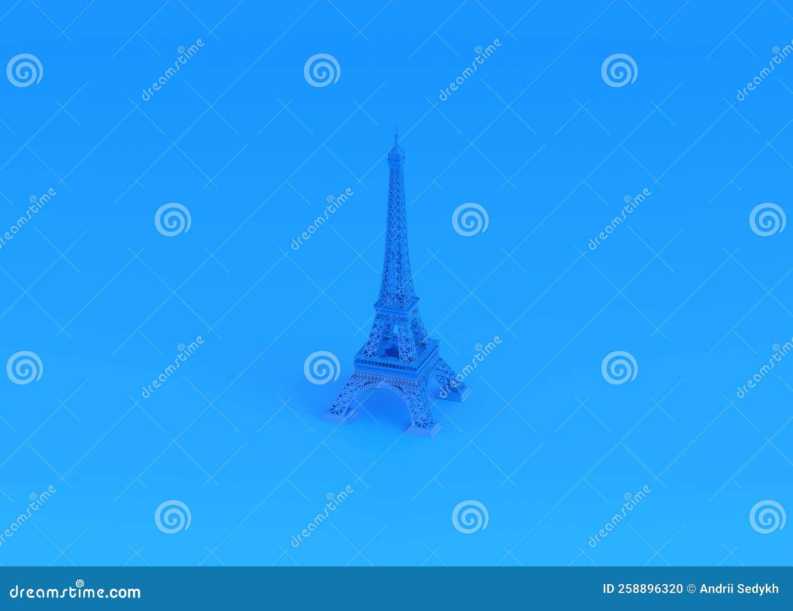 Paris Eiffel Tower on a Blue Background with Copy Space Stock ...