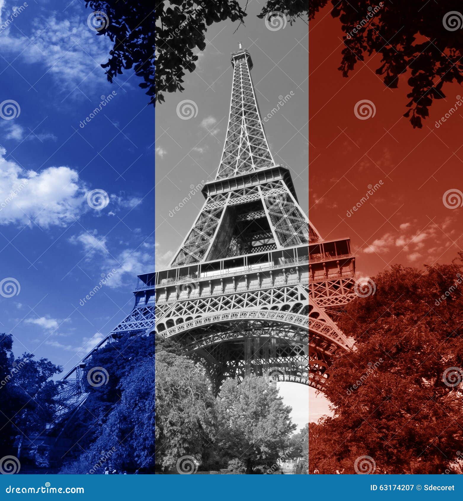 Paris Eiffel Tower French Flag Stock Illustration - Illustration of ...