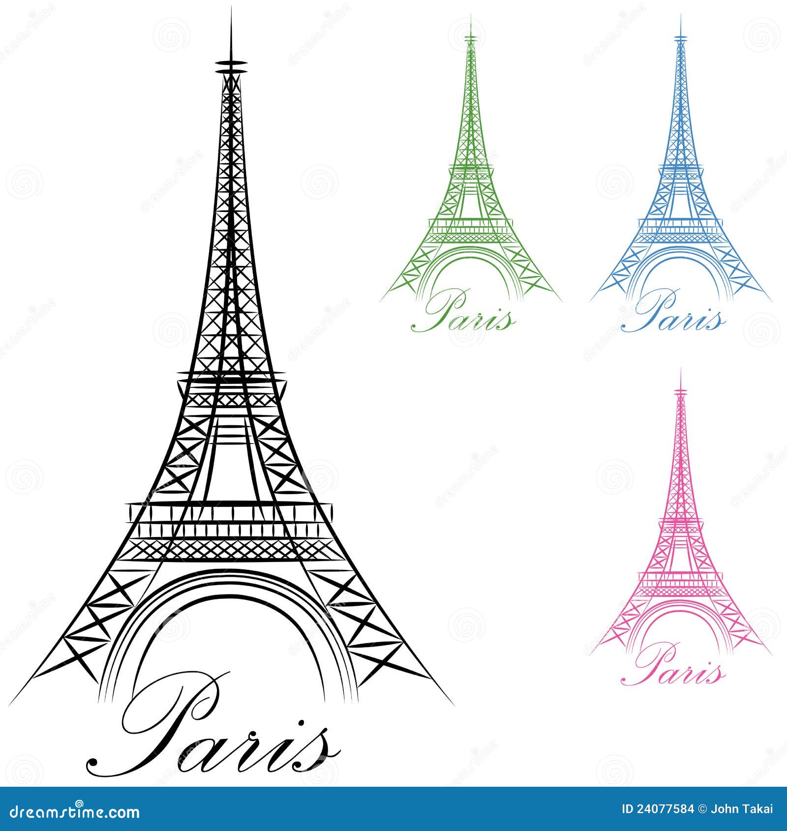 Paris Eiffel Tower Icon stock vector. Illustration of pink - 24077584
