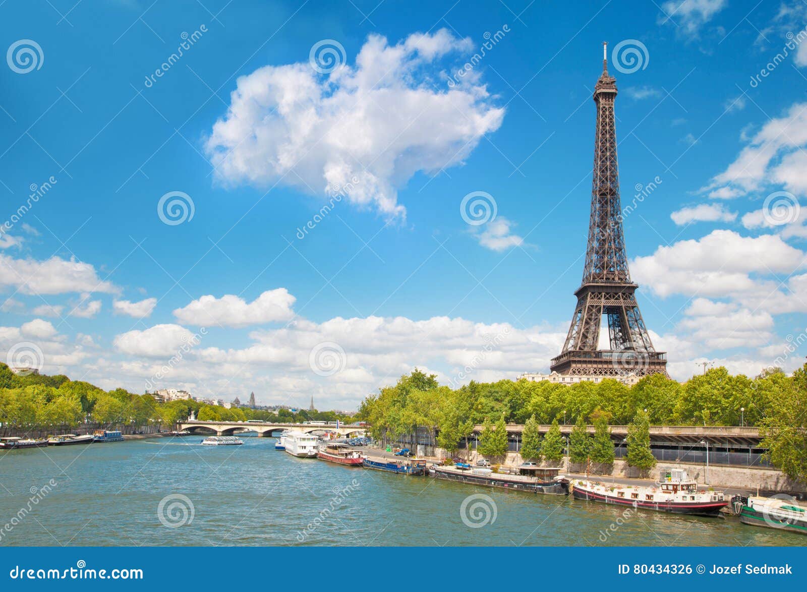 Paris - Eiffel Tower from Riverside Stock Photo - Image of promenade ...