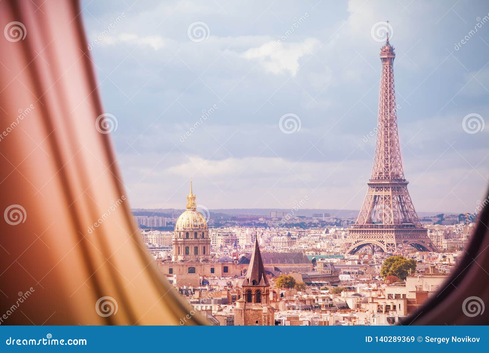 Paris and Eiffel Tower View from Plane Window Stock Image - Image of ...