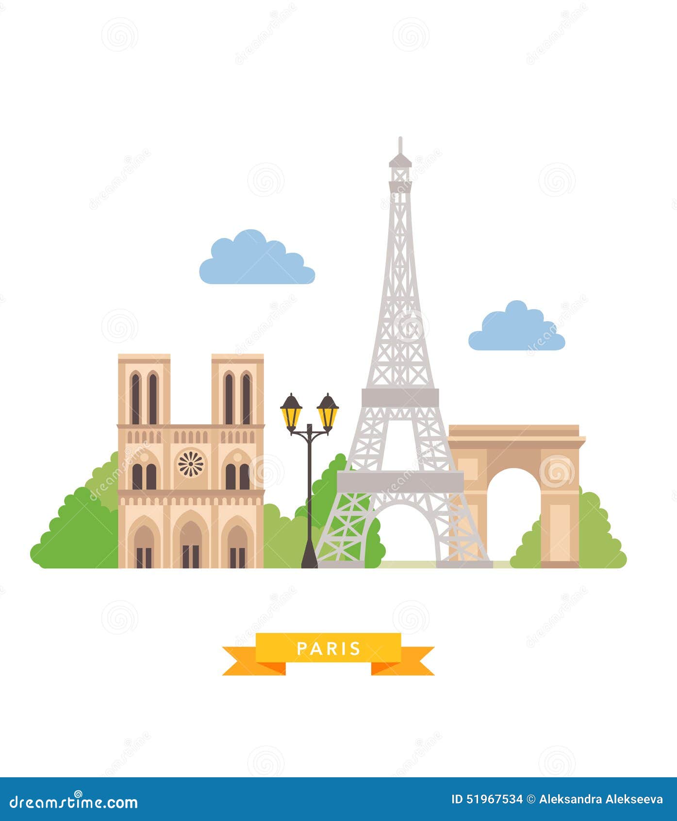 Paris Flat Background Vector Stock Vector - Illustration of postcard ...