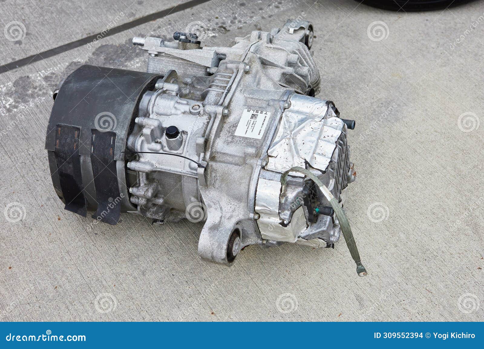 Paris, France, August 20, 2022: Tesla Car Engine Lying on the Ground ...