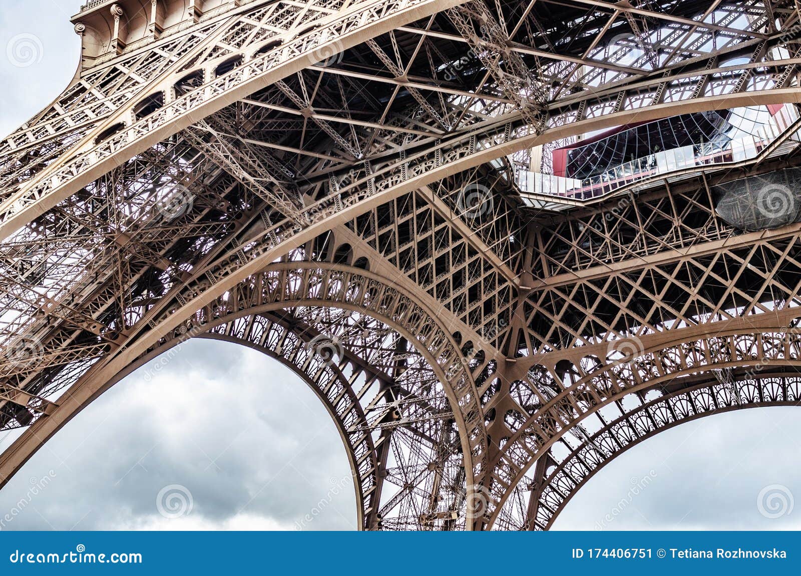 Paris, France. Construction Eiffel Tower, View from Below. Stock Image ...
