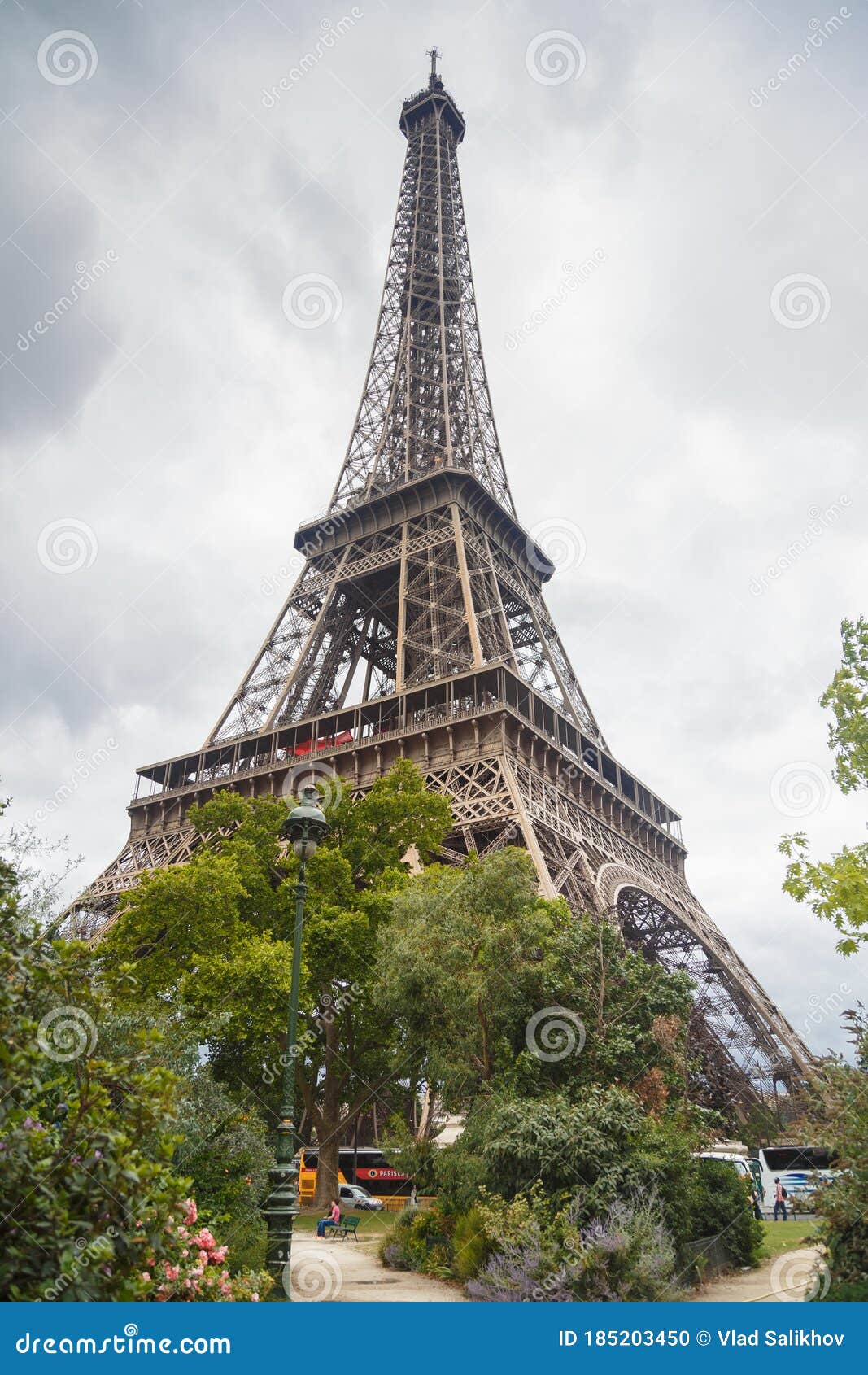 Paris, France - July 13 2019: the Eiffel Tower in Overcast. Bottom View ...