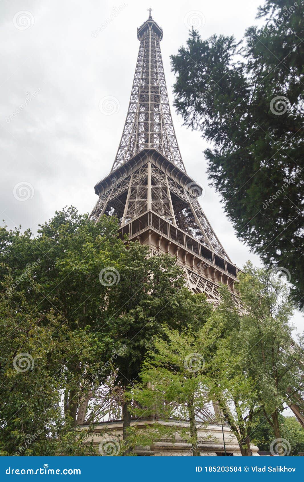 Paris, France - July 13 2019: the Eiffel Tower in Overcast. Bottom View ...