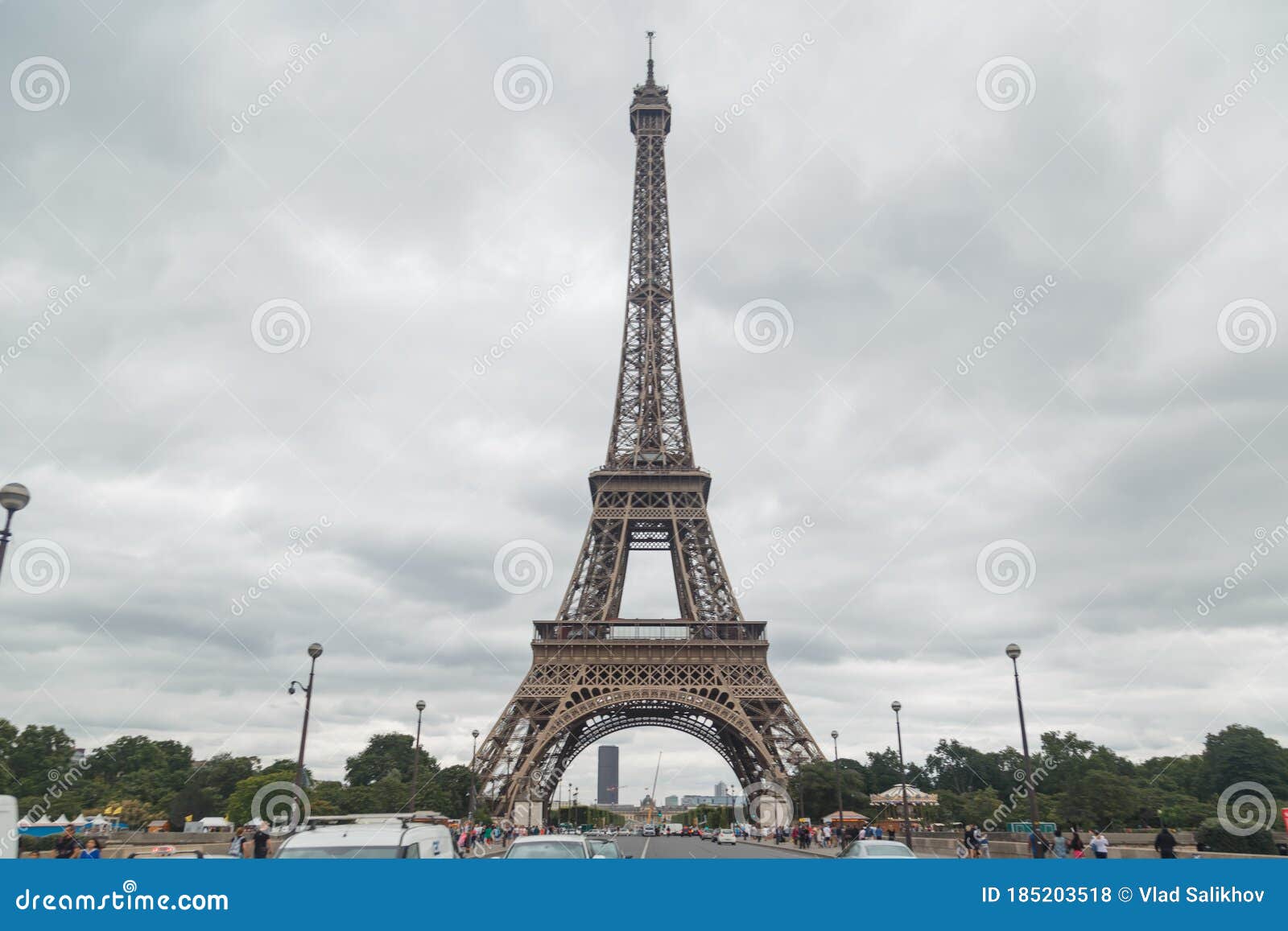 Paris, France - July 13 2019: the Eiffel Tower in Overcast. Bottom View ...