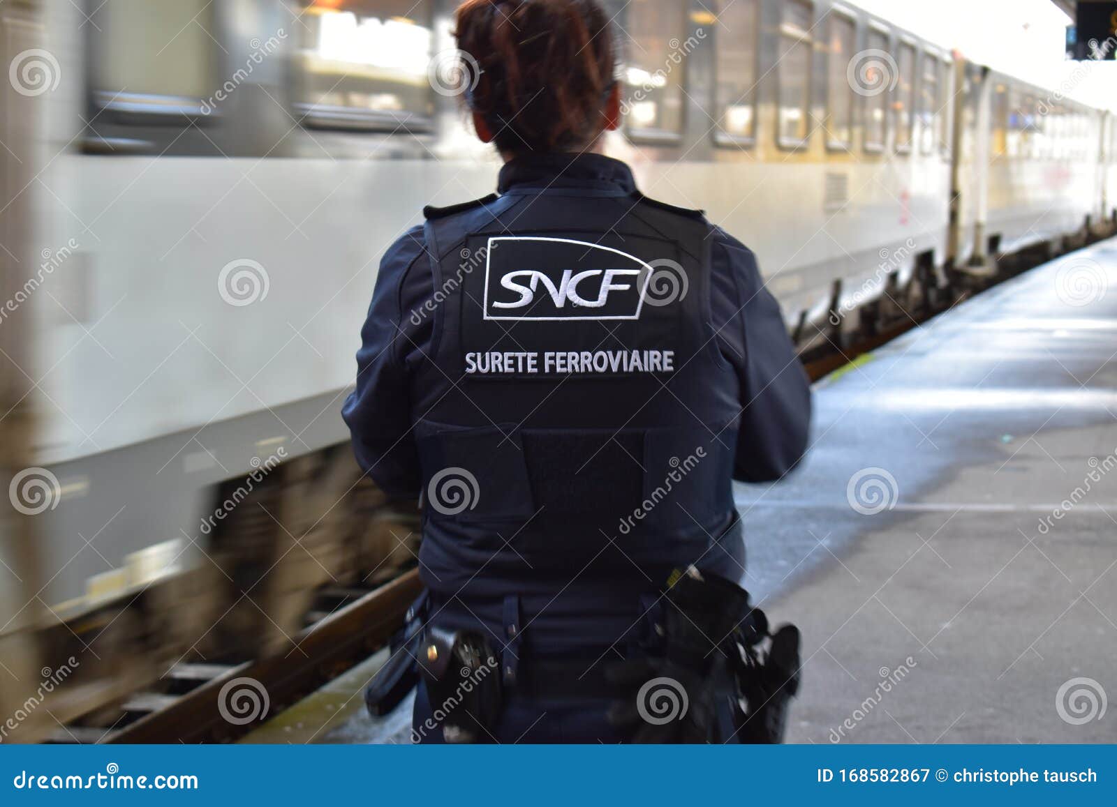 Paris, France, 27-12-2019. Picture of Railway Security Personnel on ... Paris, France, 27-12-2019. Picture of Railway Security Personnel on ...
