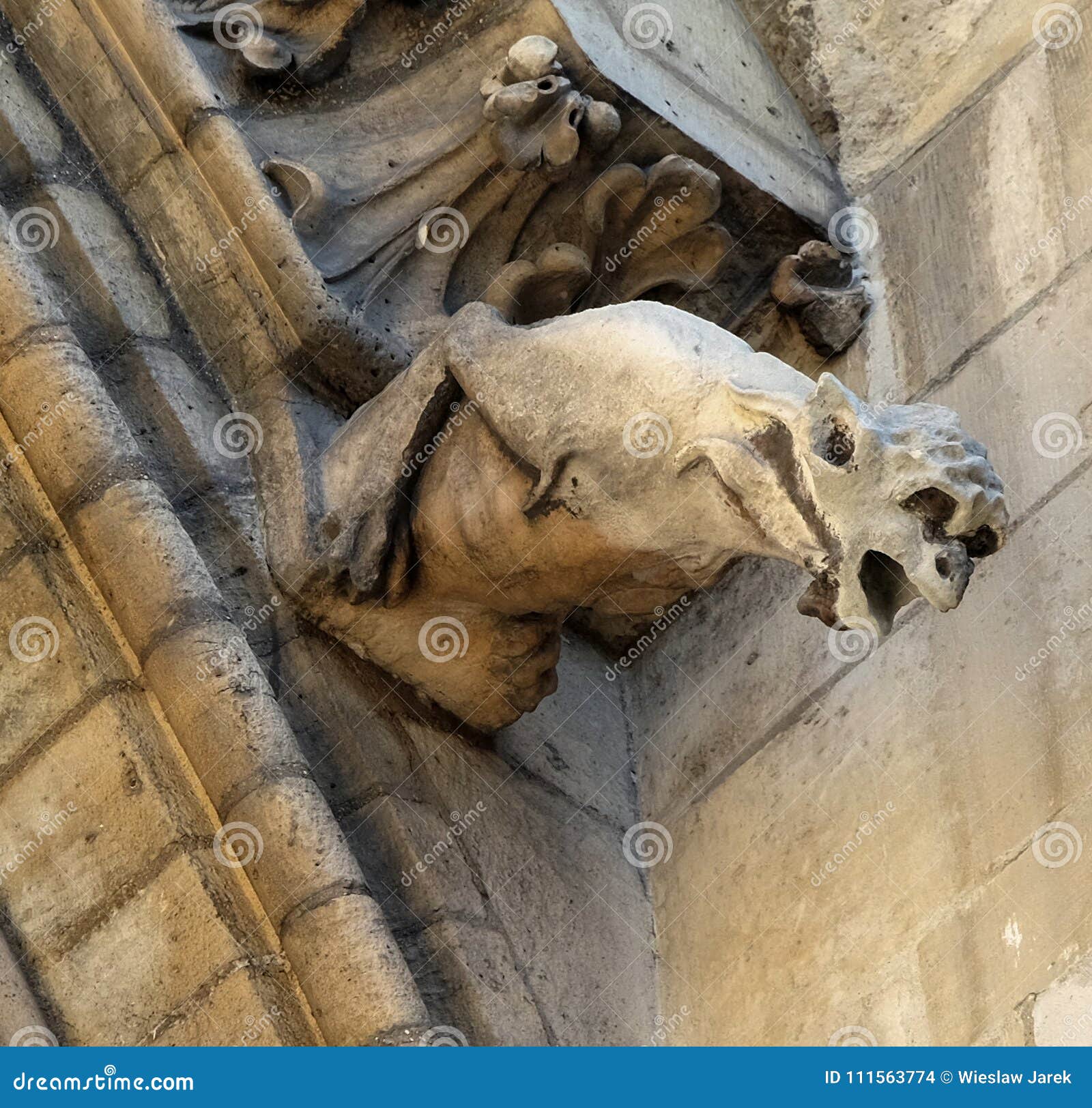 Paris - the Gargoyles on the South Side Wall of the Saint Chapelle ...