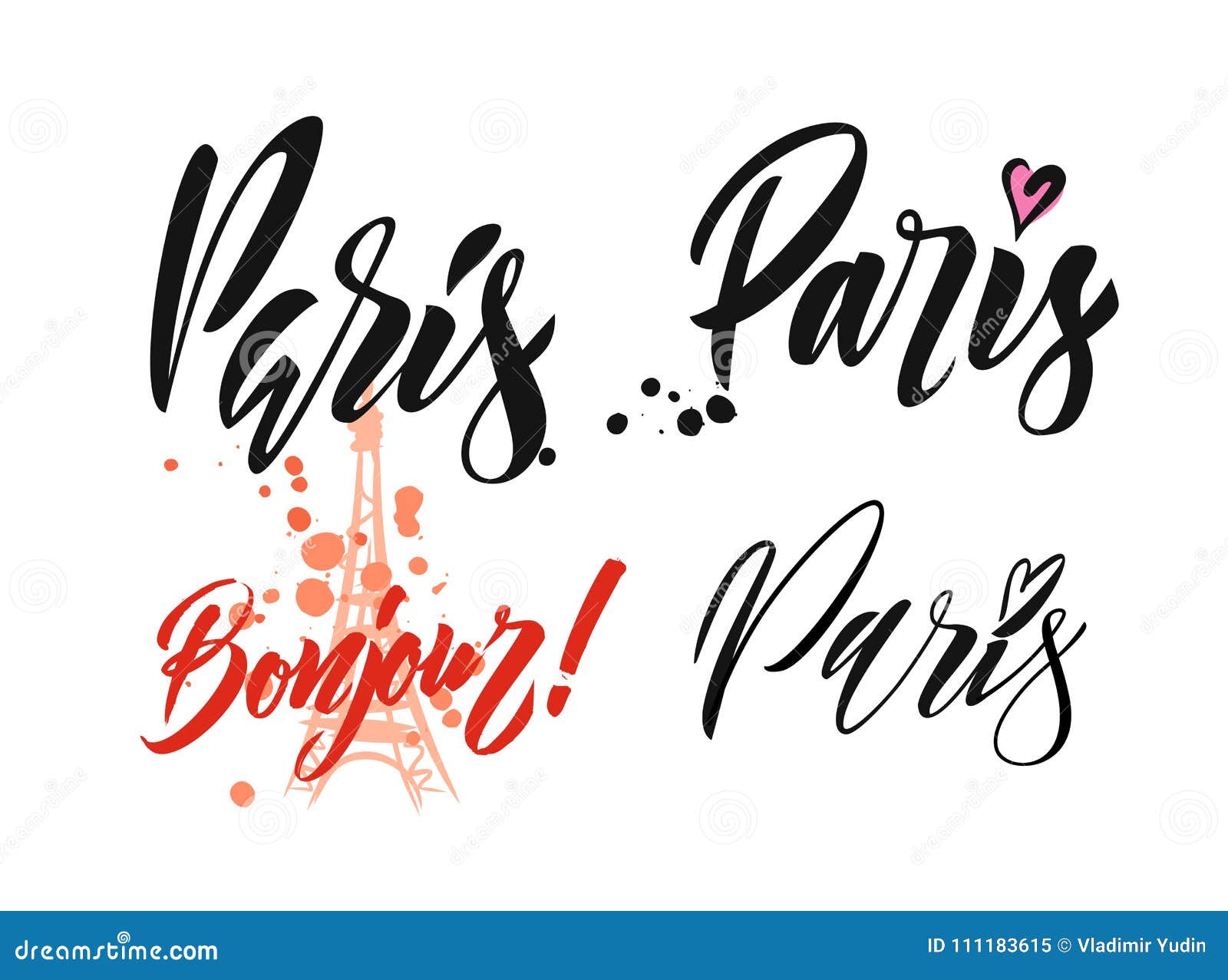 Paris Calligraphy Incription. Modern Brush Calligraphy. Raster ...