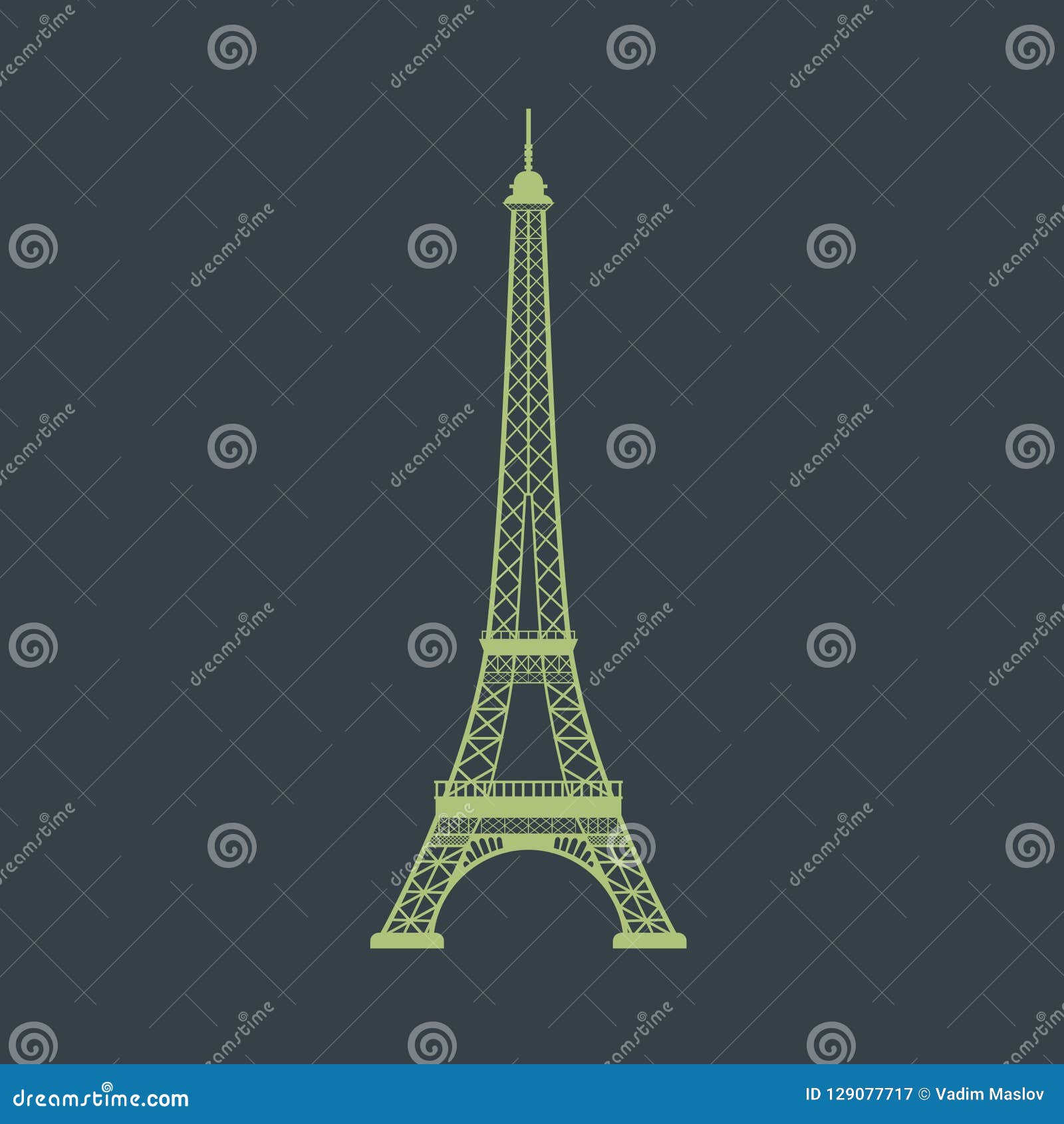 Paris Icon on White Background. Idea Concept with Eiffel Tower Stock ...