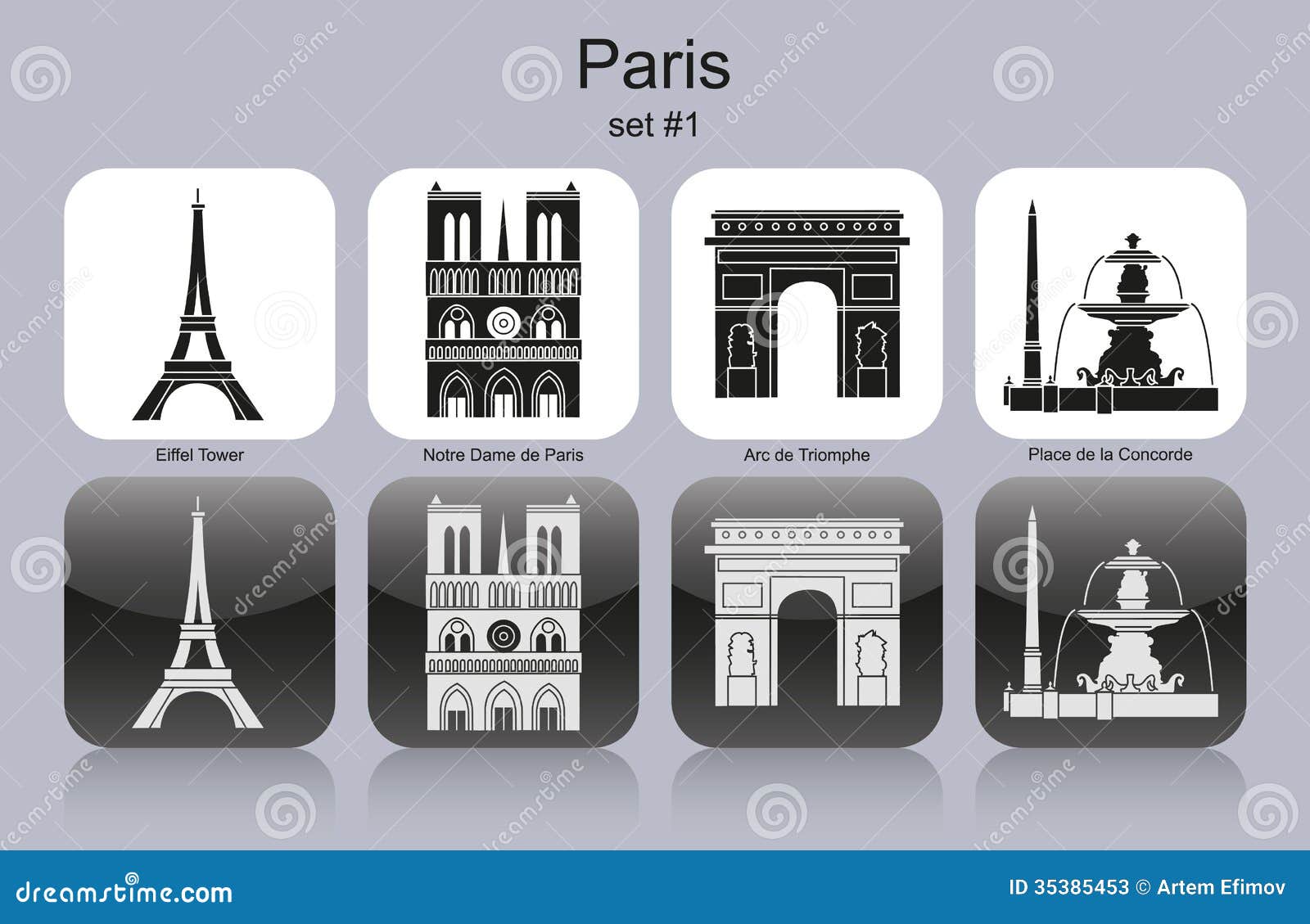 Paris icons stock vector. Illustration of travel, triumph - 35385453