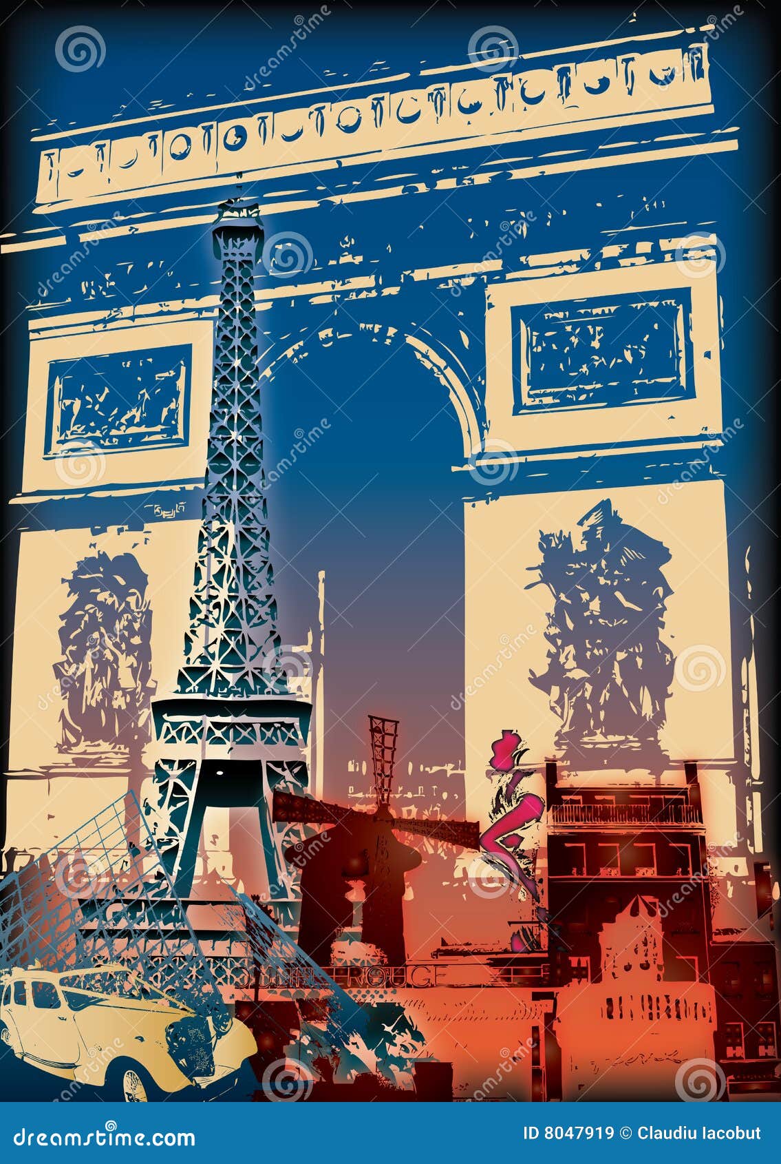 Paris illustration stock vector. Illustration of champs - 8047919