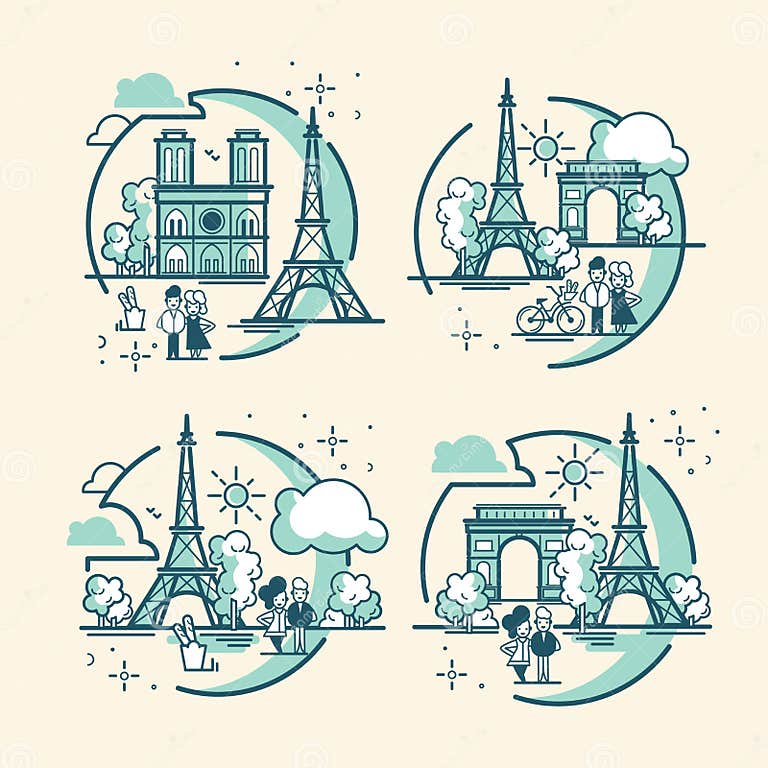 Paris Illustration Vector Artwork. Isolated Artwork on White Background ...