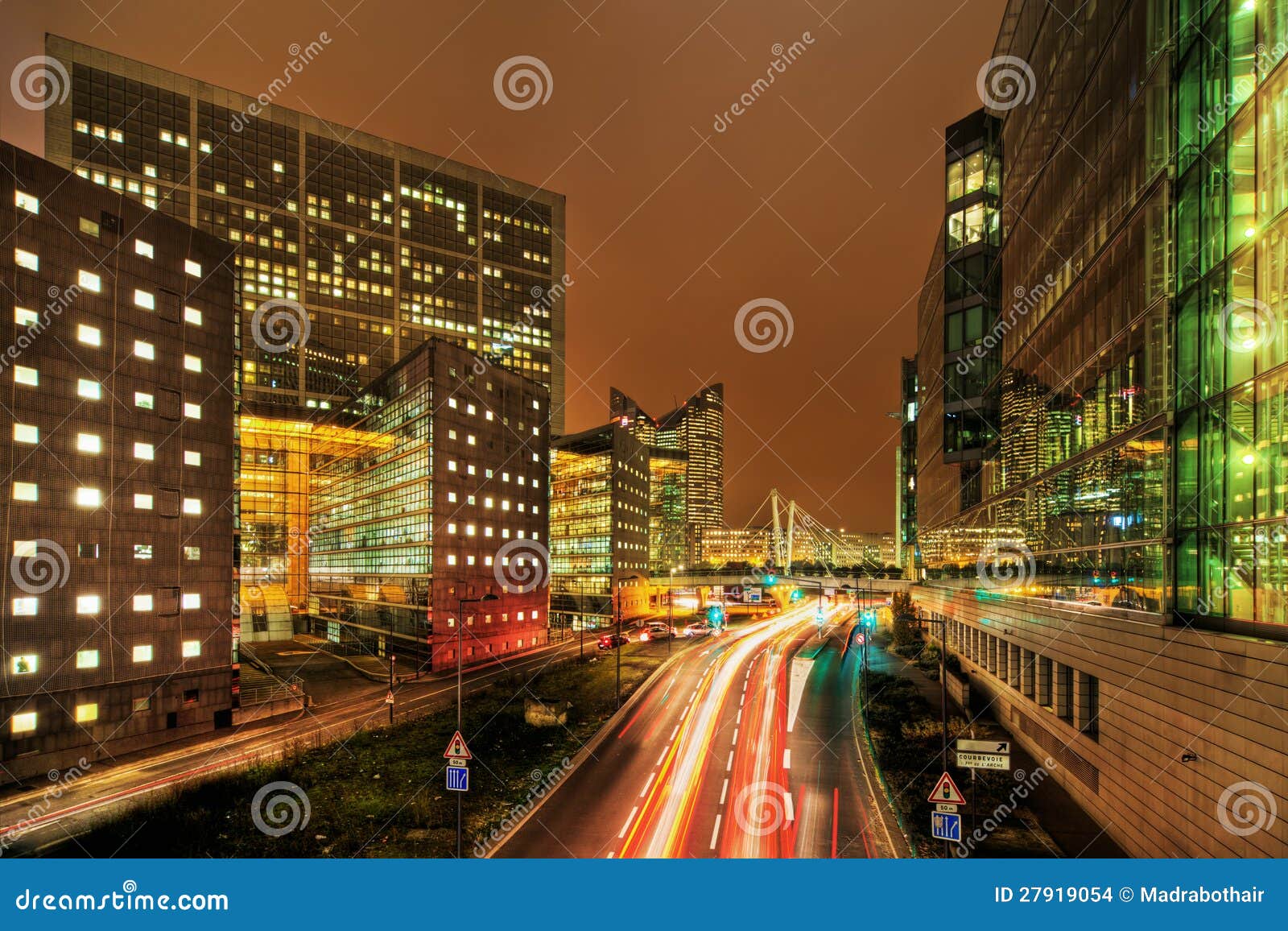 Paris, La Defense, at Night Stock Photo - Image of trails, paris: 27919054