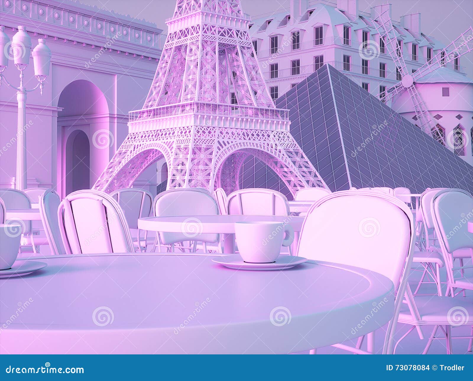 Paris Landmarks Background. 3d Rendering Stock Photo - Image of cities ...
