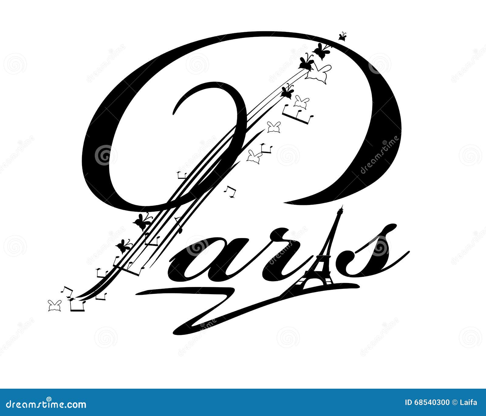 Paris Lettering with Eiffel Tower. Stock Vector - Illustration of ...