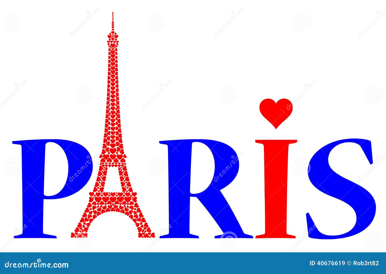 Paris with love hearts. stock illustration. Illustration of tower ...
