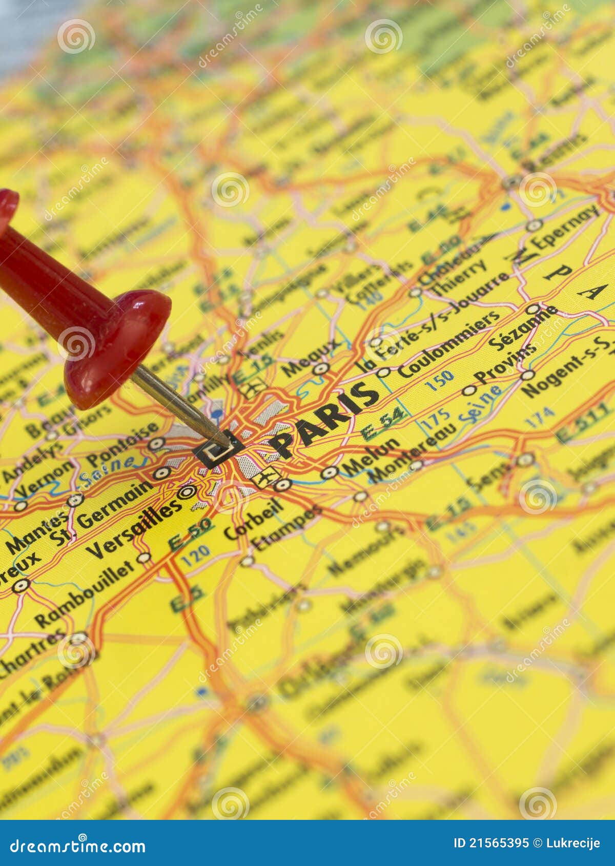 Paris on the map stock image. Image of paris, location - 21565395