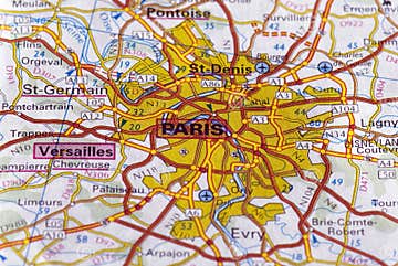 Paris on the map stock image. Image of book, geographical - 7726941