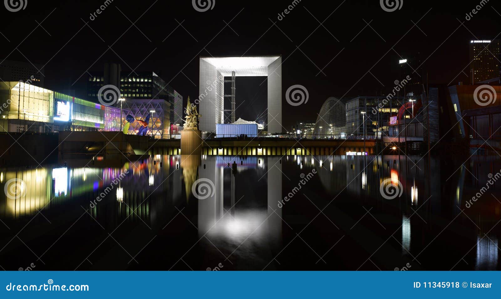 Paris: Modern Architecture at Night Editorial Stock Photo - Image of ...