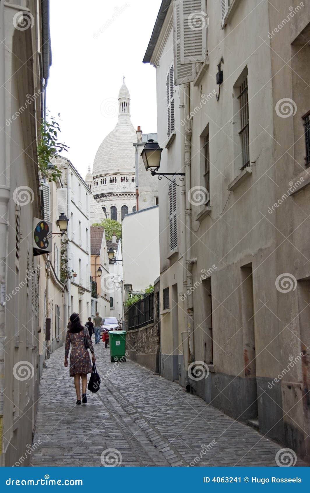 Paris Montmartre Rue Saint Rus Stock Image - Image of summer, france ...