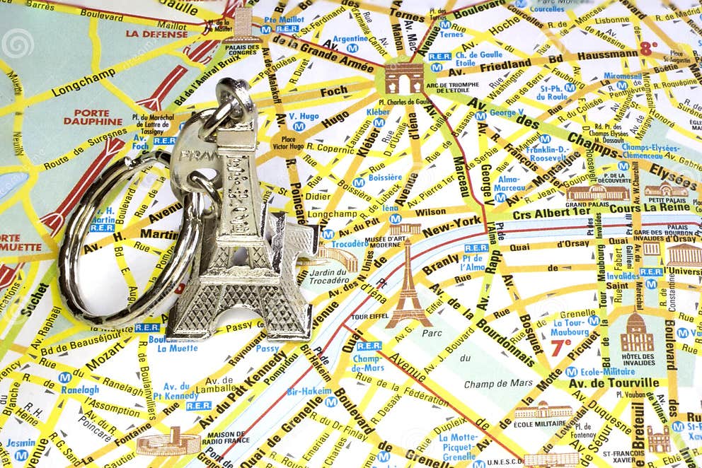 Paris monuments map stock photo. Image of eiffel, center - 54358412