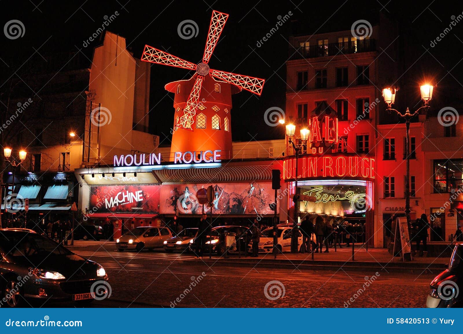 Paris, Moulin Rouge editorial stock photo. Image of redlight - 58420513