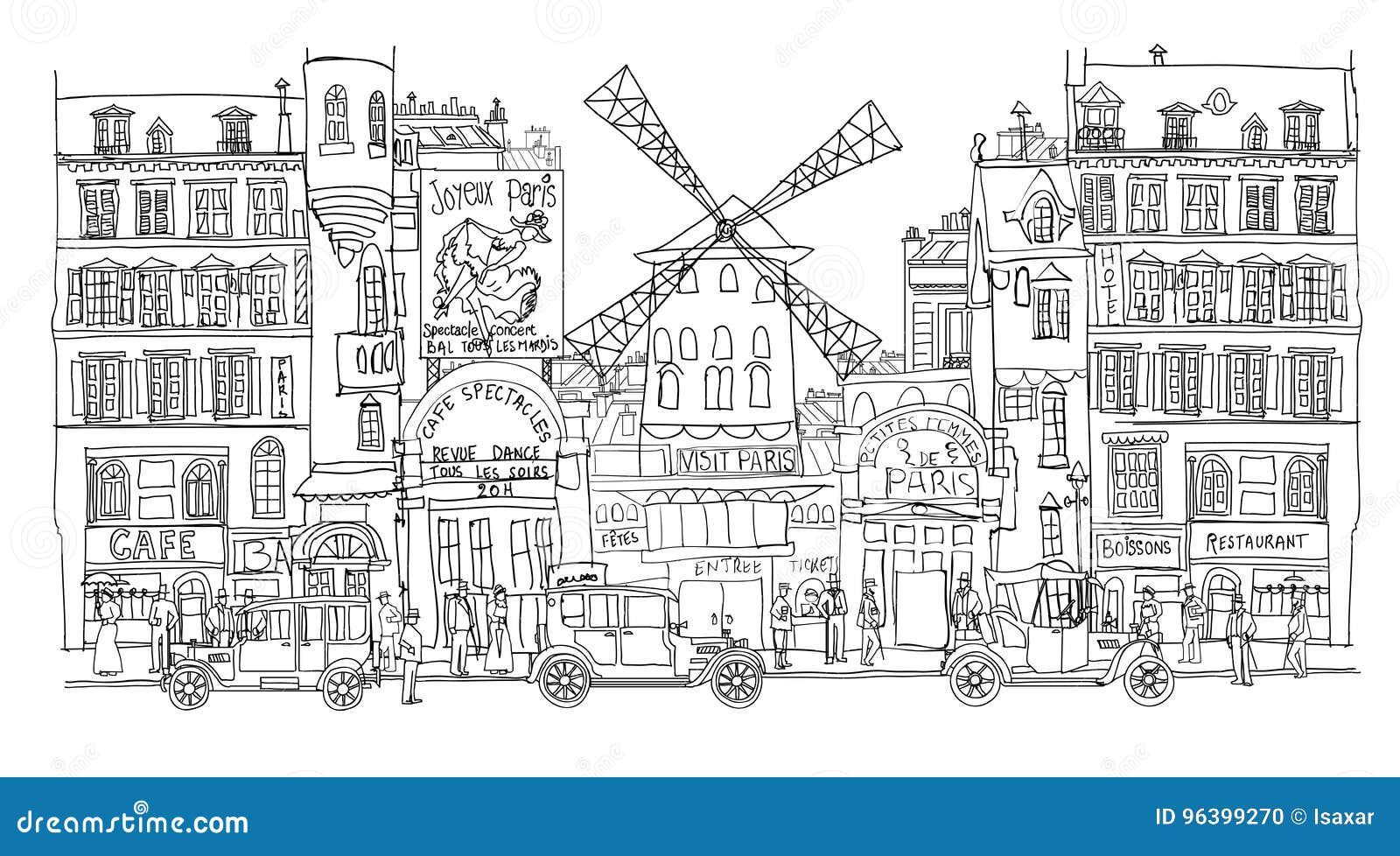 Red Windmill. Moulin Rouge. Cartoon Vector Illustration | CartoonDealer ...