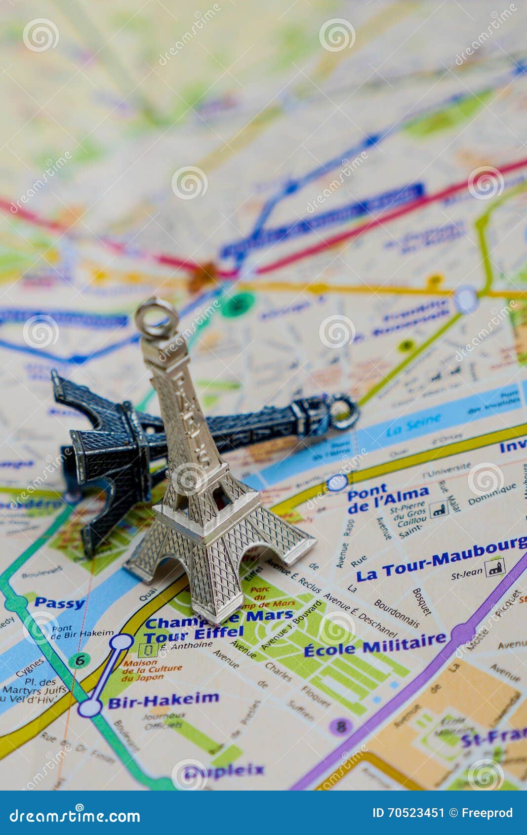 Paris Name at a Map with Red Eiffel Tower Miniature Stock Image - Image ...
