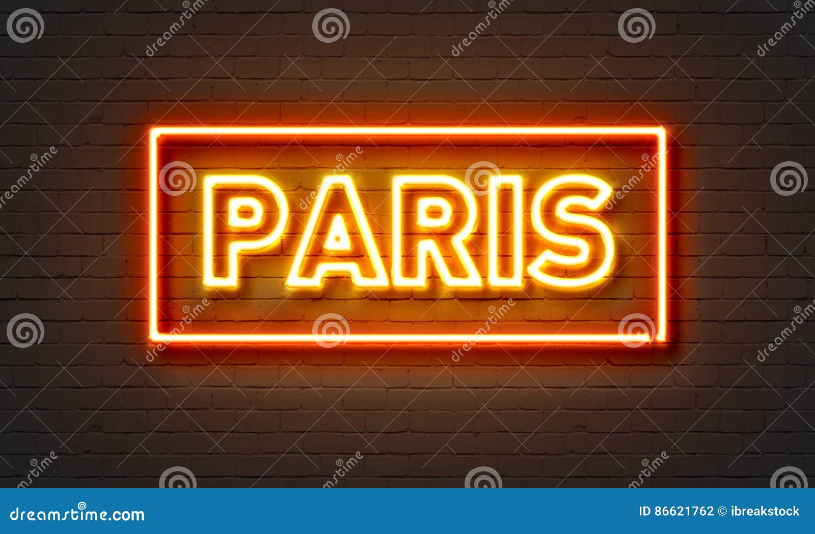 Paris Neon Sign on Brick Wall Background. Stock Photo - Image of bright ...