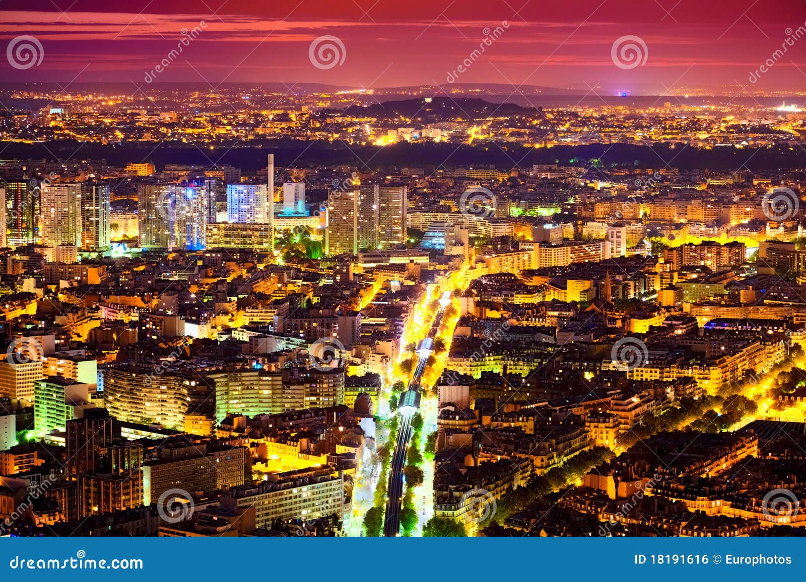 Paris at Night stock photo. Image of aerial, france, french - 18191616