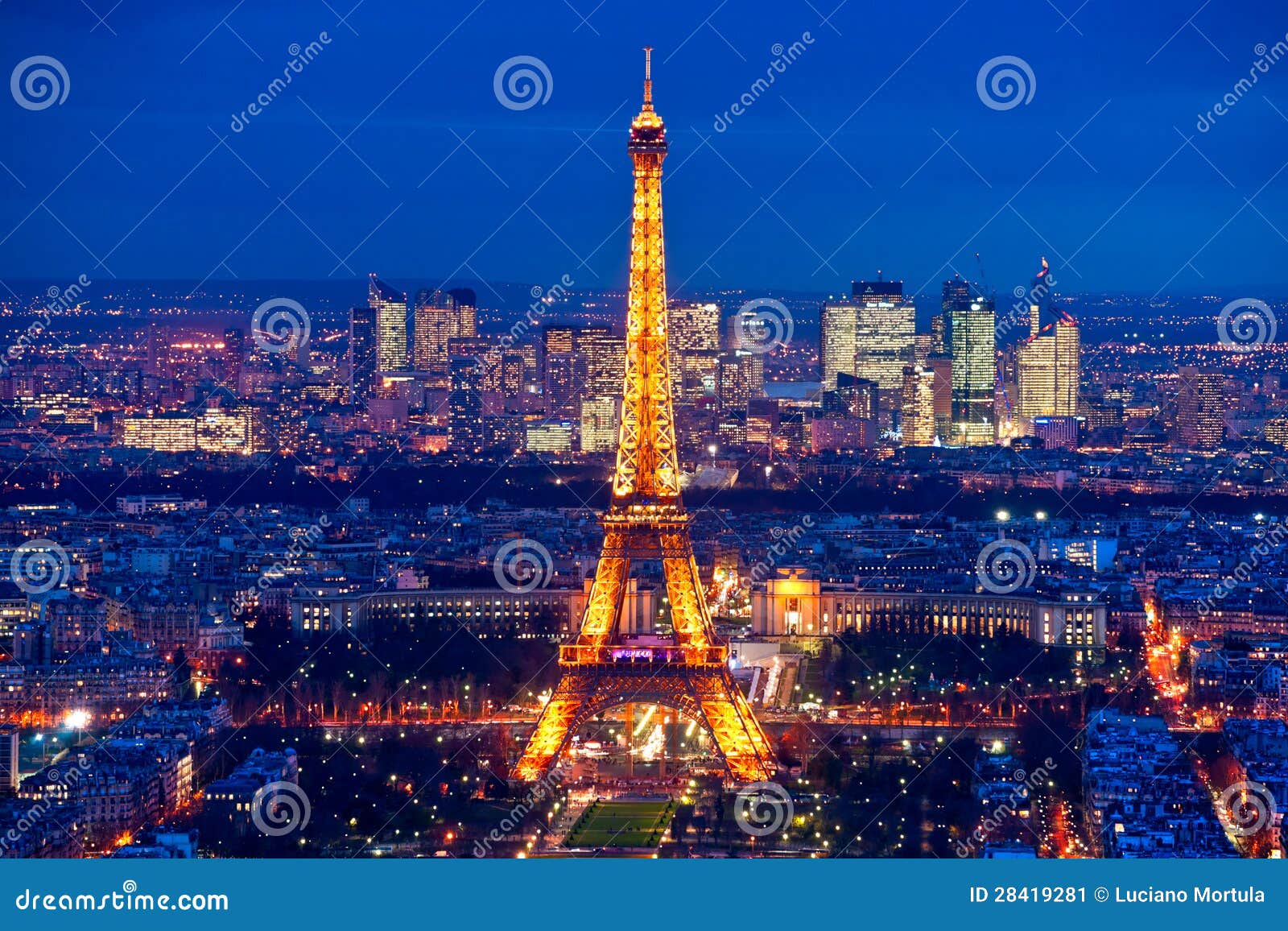 Paris at Night with the Eiffel Tower. Editorial Photo - Image of city ...