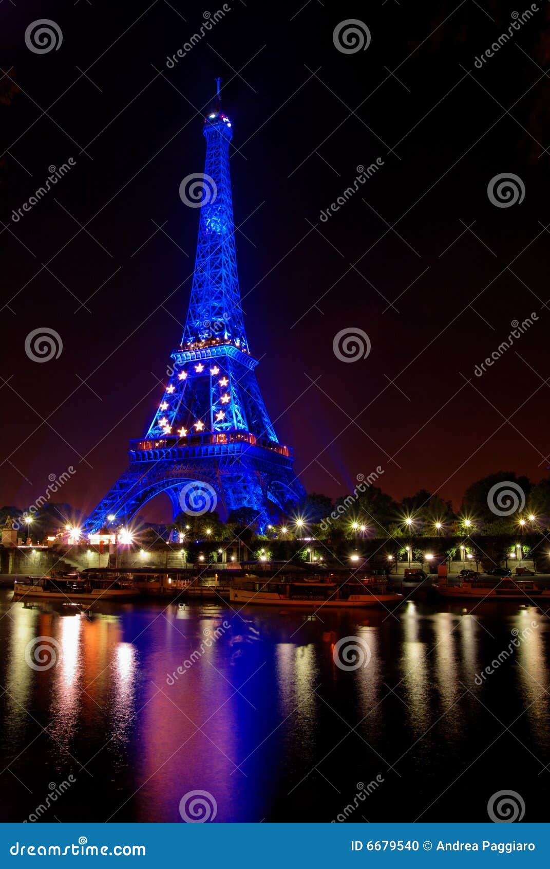 Paris by Night: Eiffel Tower in Blue Editorial Image - Image of ...