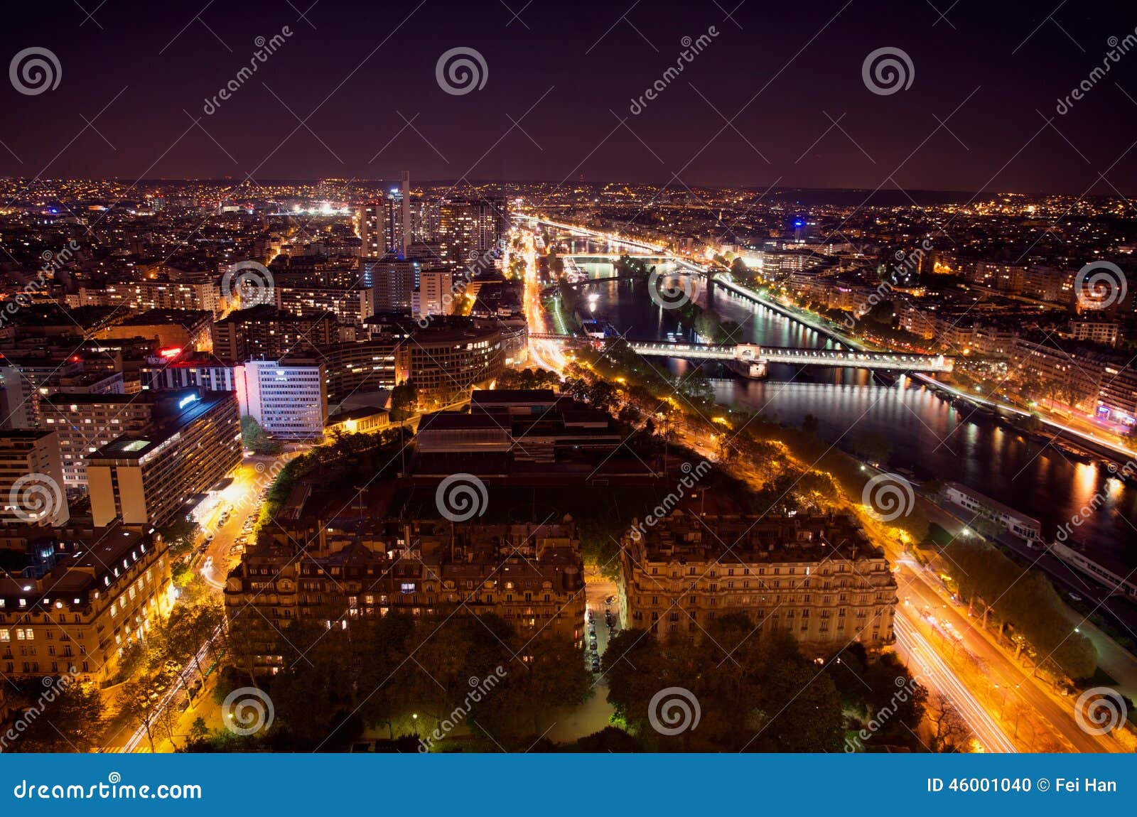 Paris night scene editorial image. Image of gloss, arch - 46001040