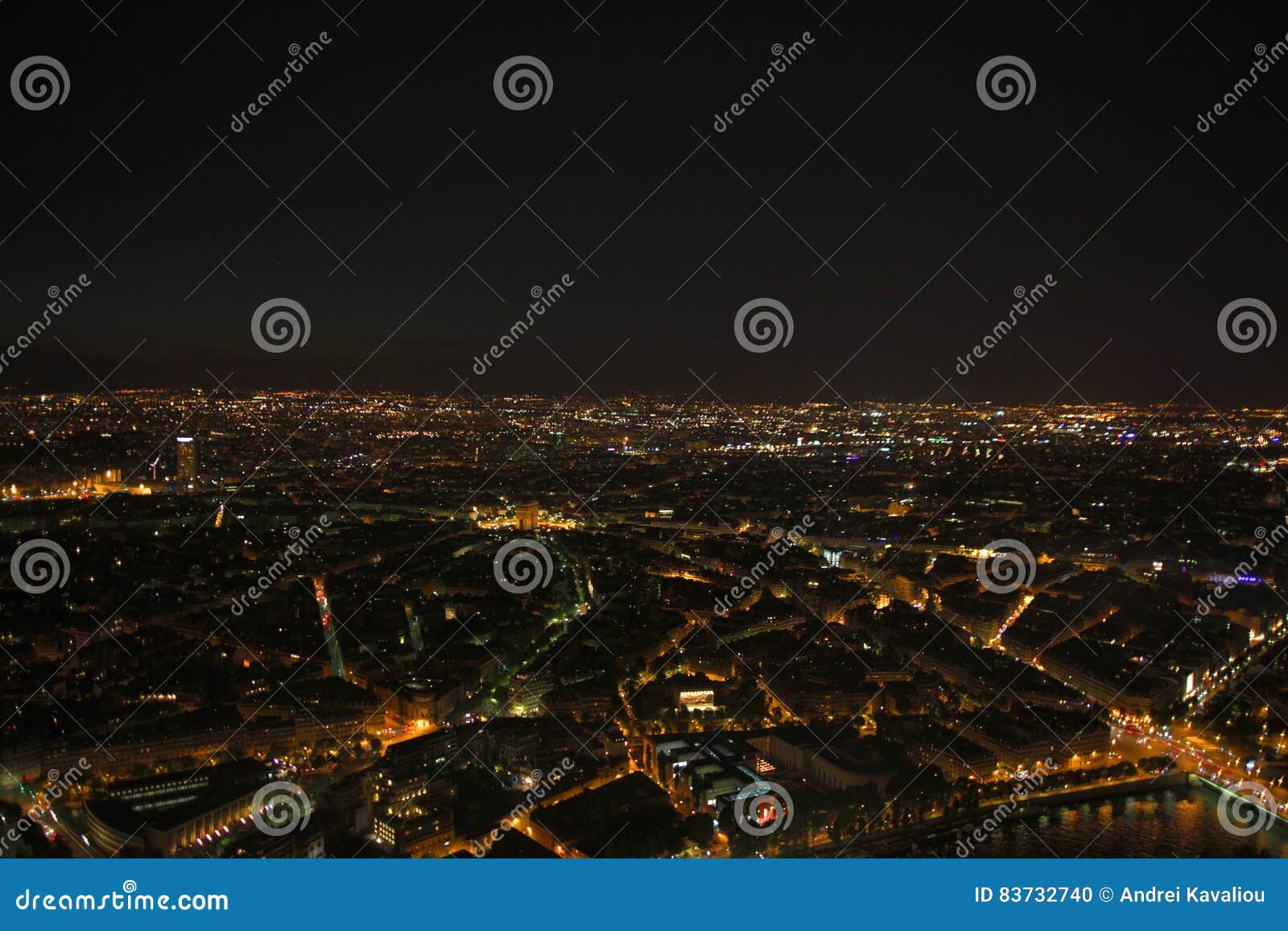 Paris. Night View from the Eiffel Tower Stock Photo - Image of ...