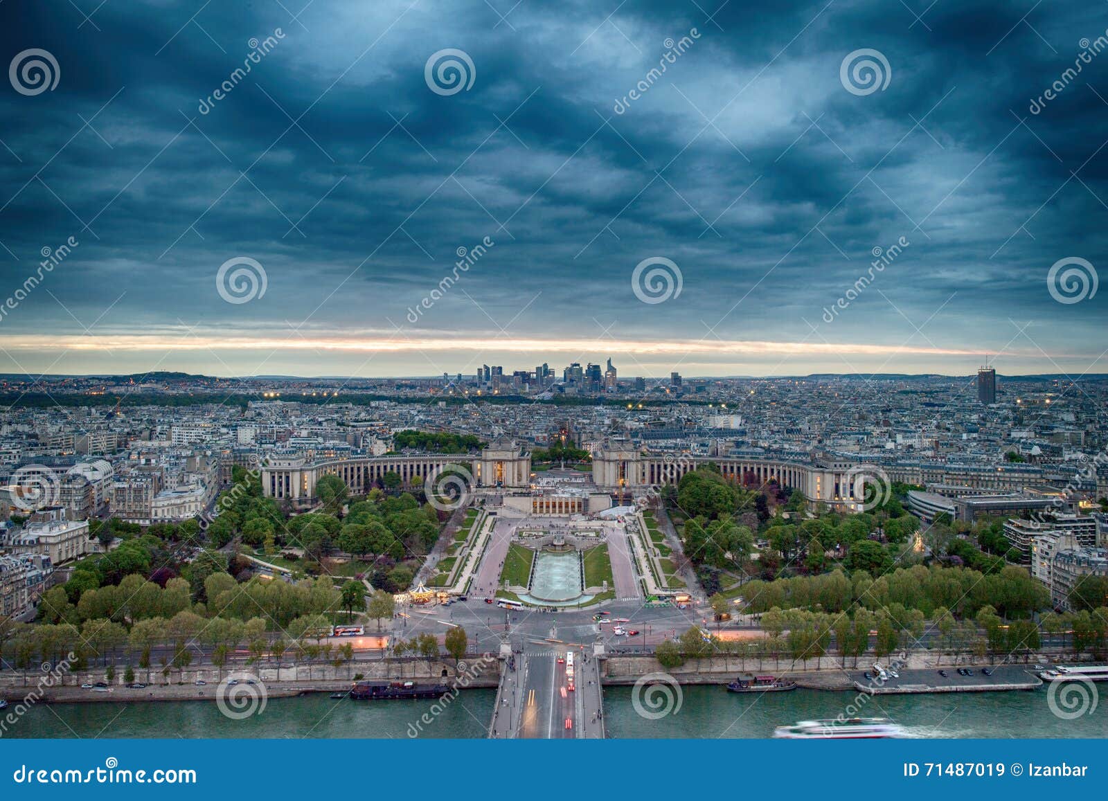 Paris Night View from Tour Eiffel Stock Image - Image of architecture ...