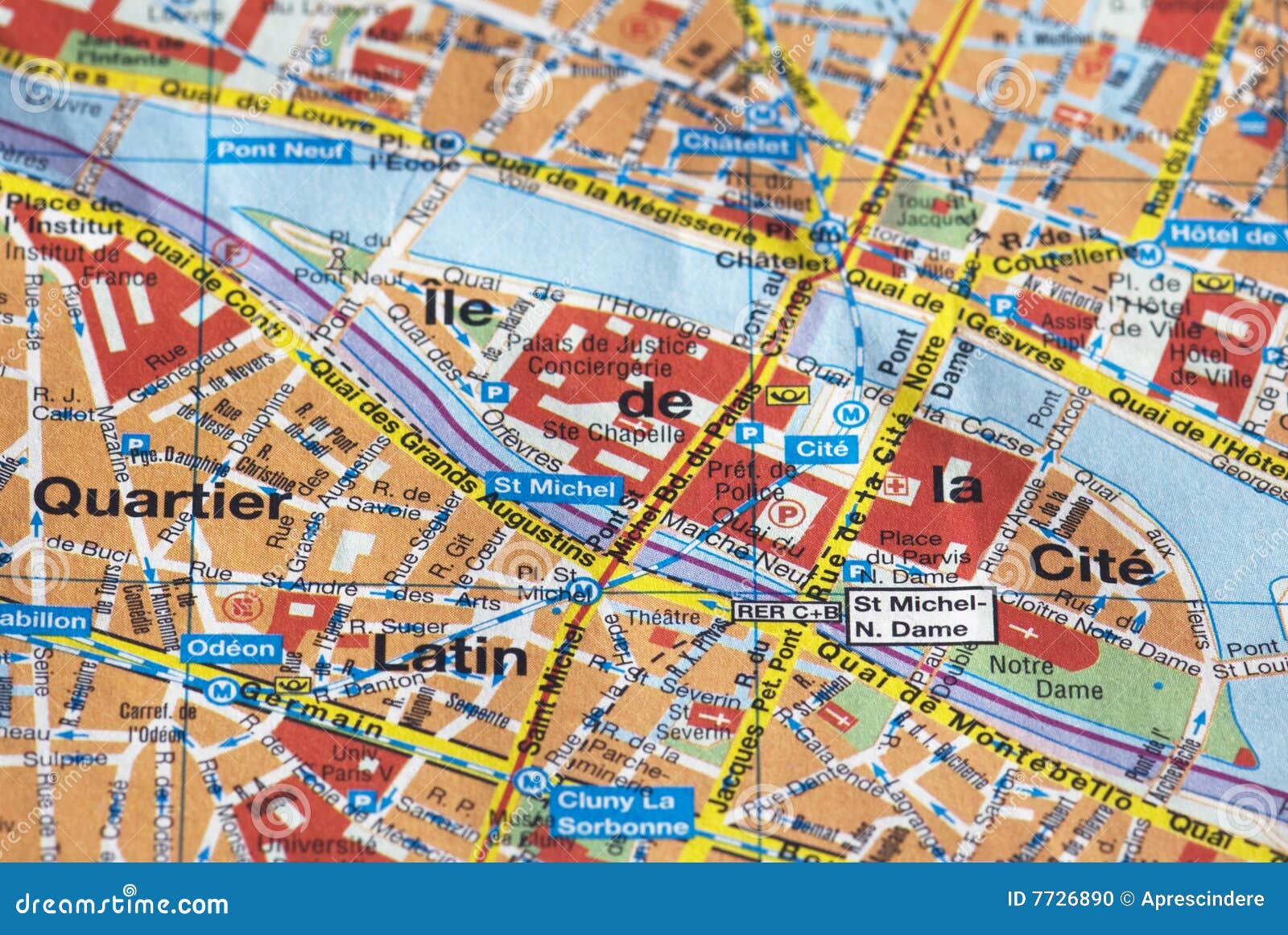 Paris no mapa foto de stock. Imagem de focalizado, cidade - 7726890