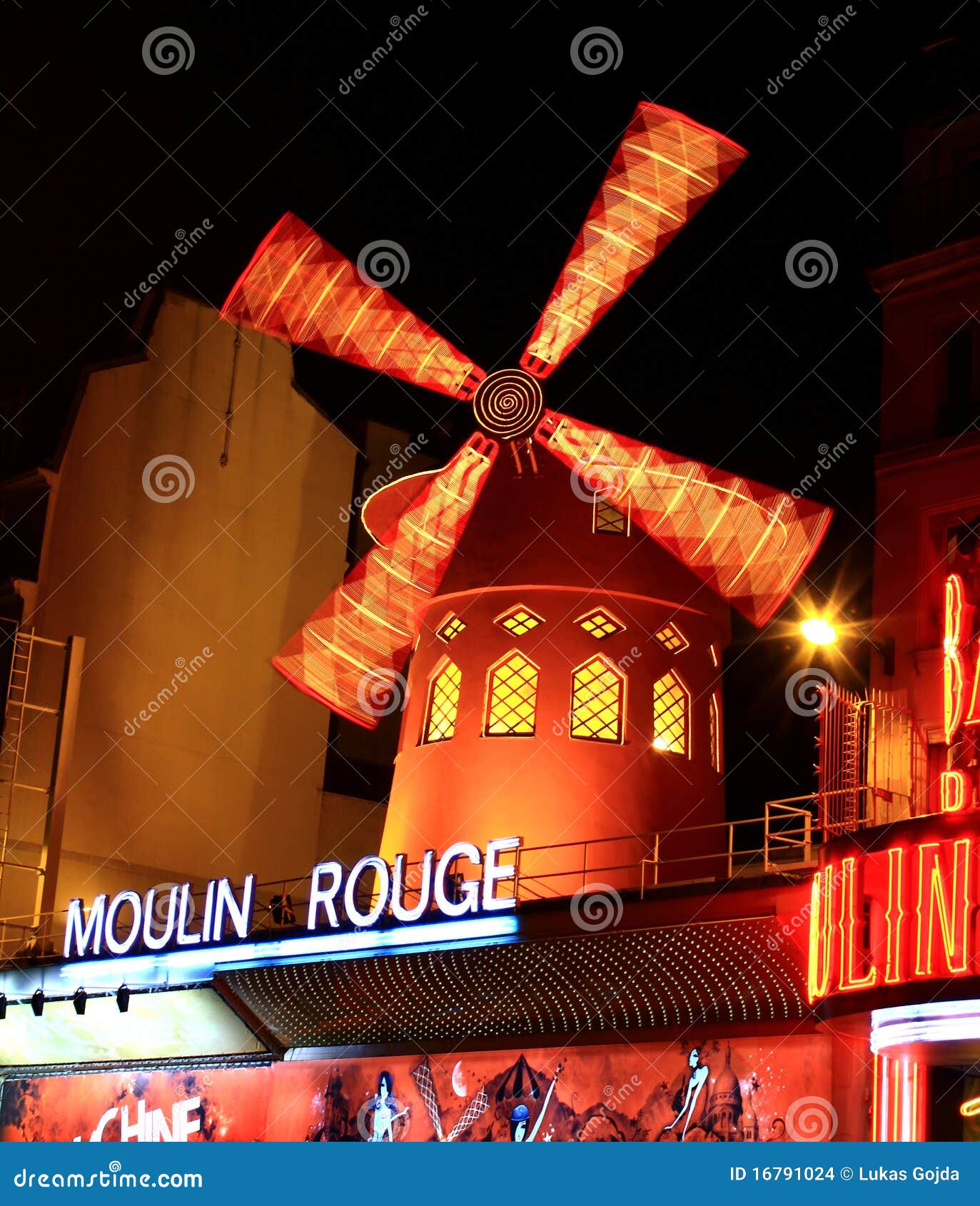 PARIS - OCT 29: the Moulin Rouge by Night Editorial Stock Image - Image ...