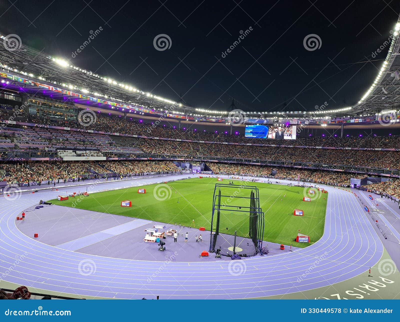 Paris Olympic Stadium at Night Editorial Stock Photo - Image of paris ...