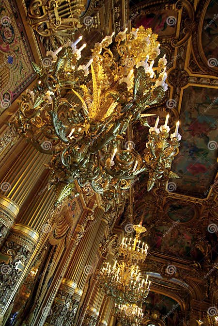Paris Opera Corridor Interior Stock Photo - Image of architecture, gold ...