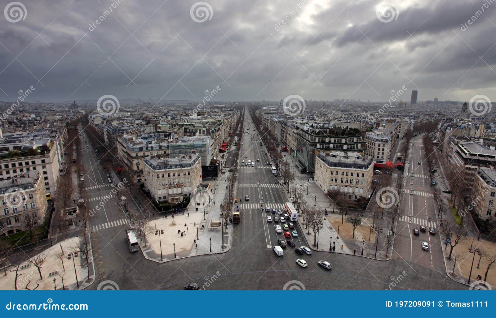 Paris Panorama from Arch De Triumph Stock Image - Image of architecture ...