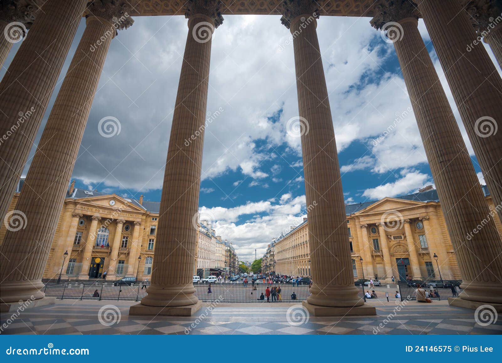 Paris Pantheon Columns Looking Out Stock Image - Image of outside ...